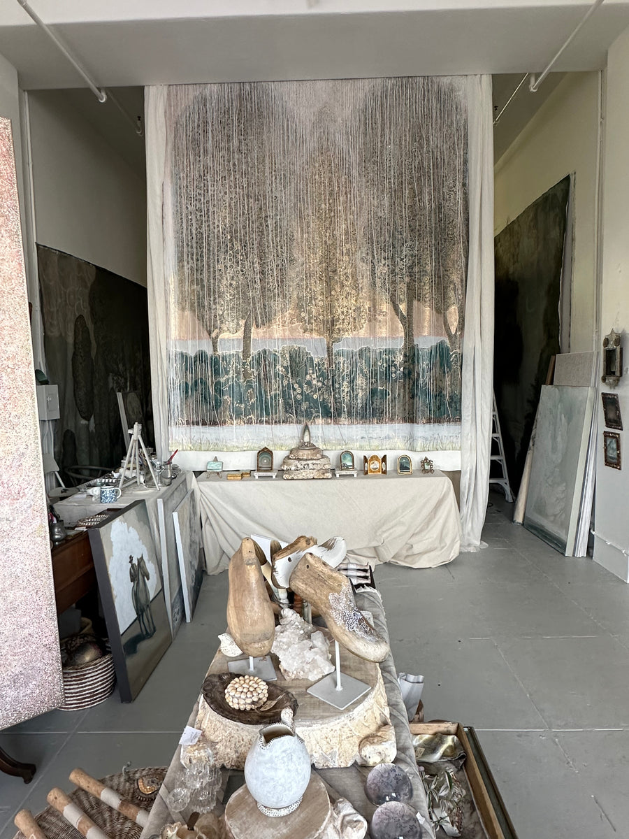 "Paradiso" Painting of Trees, foliage, horizon line of the sea on loos ...